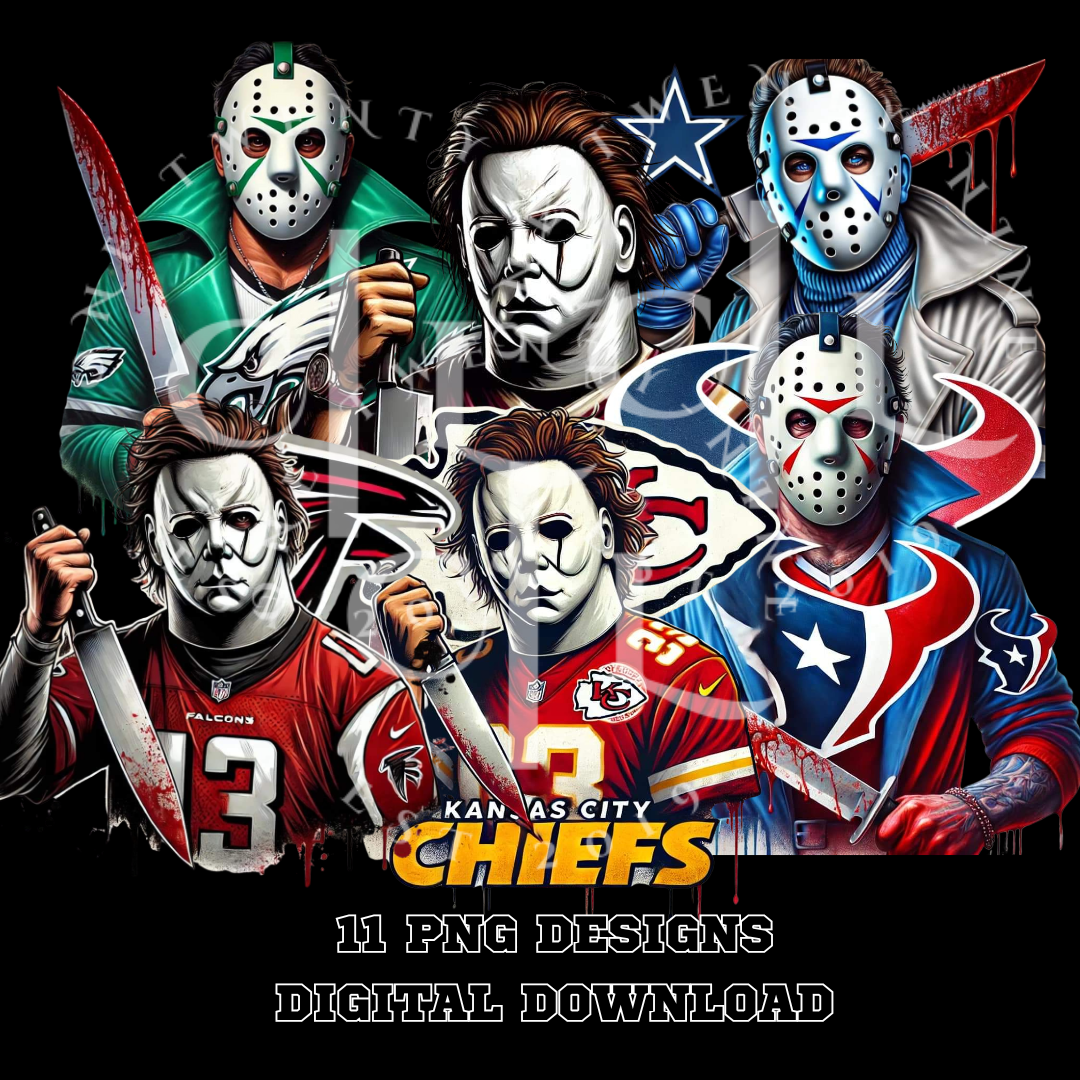 Halloween Horror Football PNG Mega Bundle – 11 Designs – OneTwentyNineCXXIX